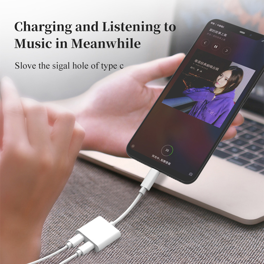 Dual Type C USB PD Charge Audio Splitter